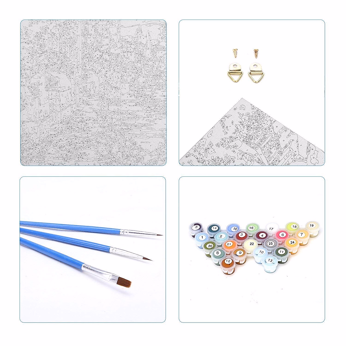 Komking DIY Paint by Numbers for Adults & Kids, Canvas Painting Kit Paint by Number Kits on Canvas, Colorful Dog 16x20inch