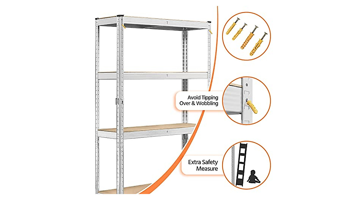 Topeakmart 2 PCS 5-Tier Utility Shelves, Metal Storage Shelves Garage ...