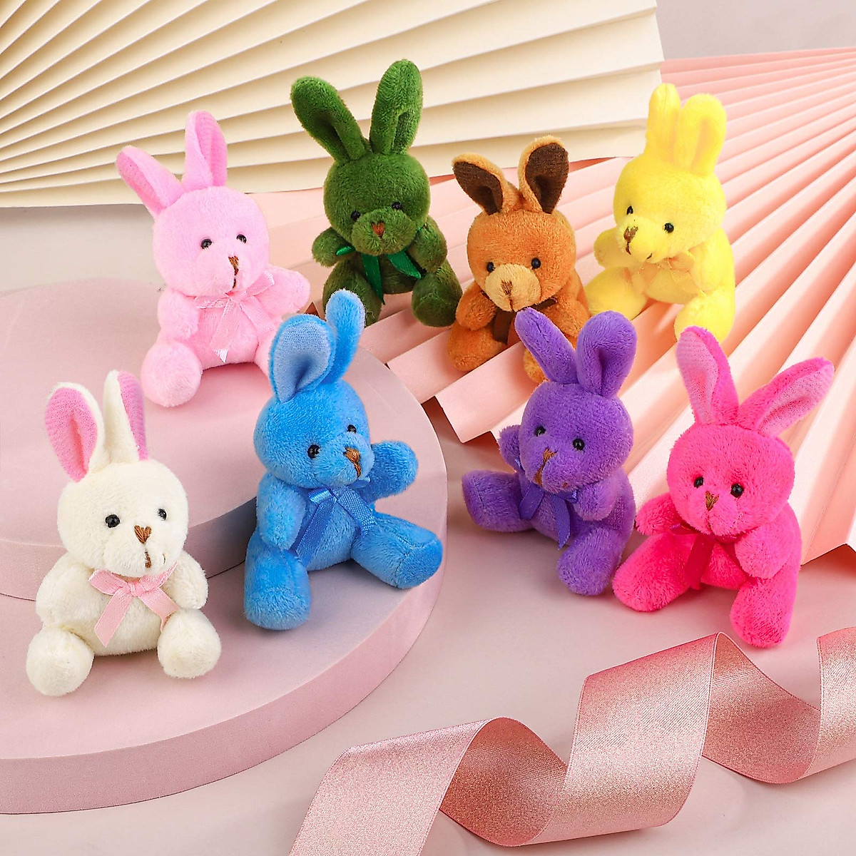 Elcoho 16 Pack Easter Plush Bunnies Stuffers Bunny Plush Bunny Animals Easter Baskets Filler Easter Party Favor