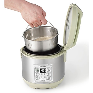 Starfrit Low Carb Rice Cooker - 14 Cups - Stainless Steel Low Carb/Steamer Basket - 7 Preset Functions - 500W