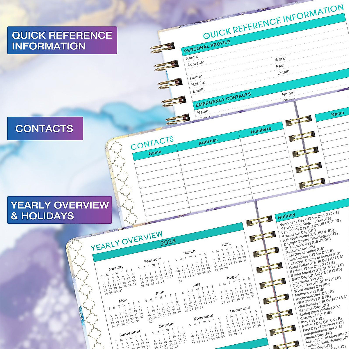 2023 Planner – Weekly and Monthly Planner 2023, Jan 2023 – Dec 2023, 2023 Weekly Monthly Planner with Monthly Tab, 8.4" x 6.3", Hardcover, Twin-Wire Binding, Thick Paper, Back Pocket, Elastic Closure