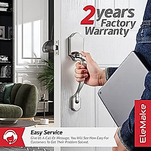 Lower Half Front Entry Handleset with Knob - Front Door Handle 304 Stainless Steel Silver Exterior Door Handle Lock Set