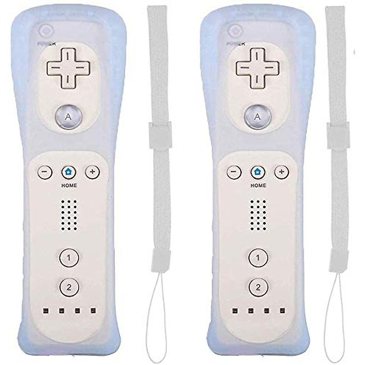 2Set Silicone Rubber Protective Skin Case Cover with Wrist Strap Replacewment for Wii Remote Controller（White）