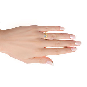 DiamondMuse Elephant Design Crafted Fashion Ring Yellow Gold Plated Prong Set Diamond Accent Jewelry for Women Girls Mom