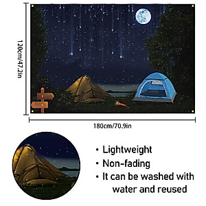 PAKBOOM Meteor Shower Forest Camp Backdrop Banner - Camping Theme Birthday Party Decorations Photo Booth Supplies - 3.9 x 5.9ft