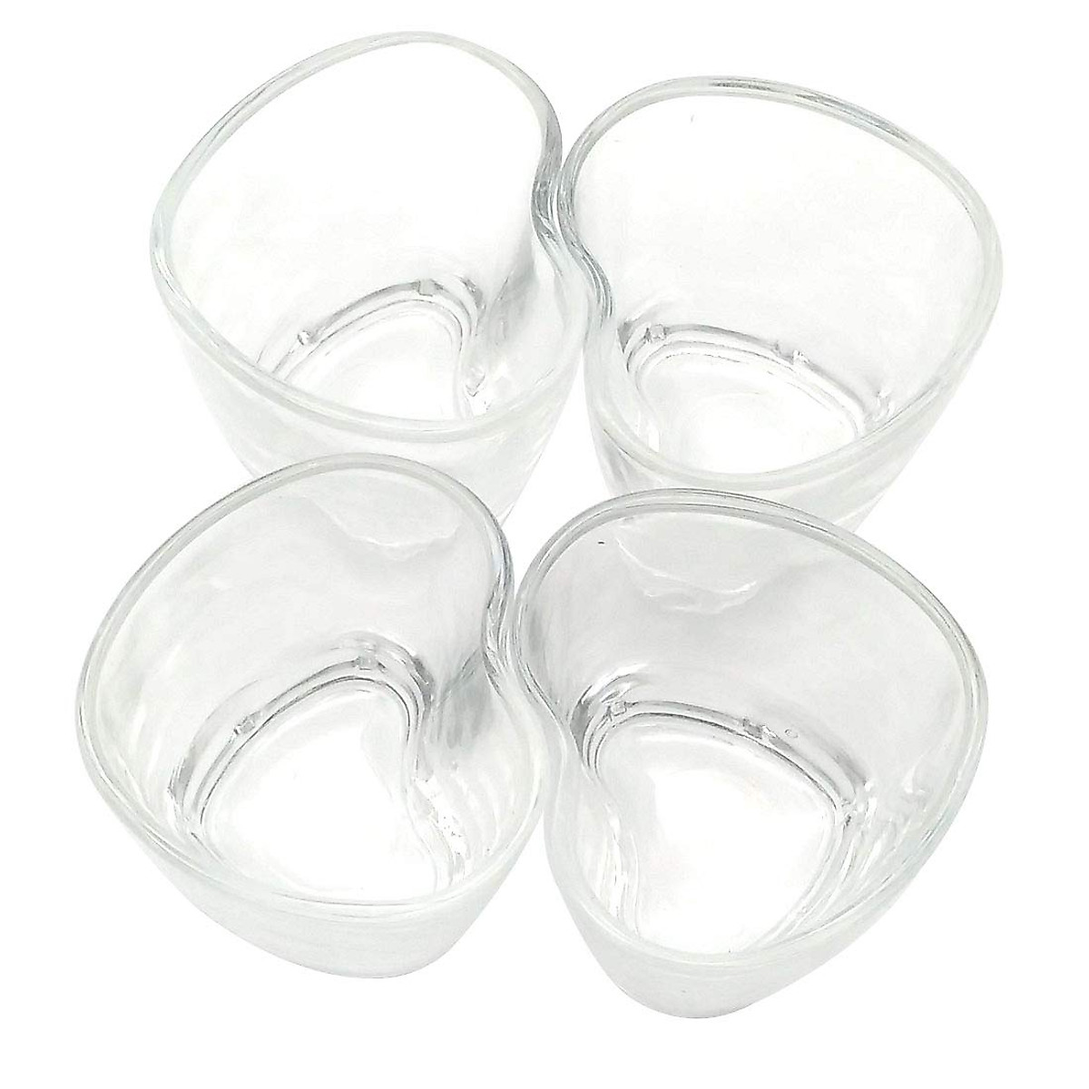 GARASANI 4 Pack Korean Soju Shot Glasses Set 1.7 oz, Korean Soju, whiskey, tequila, vodka, espressos, desserts, party decorations, Clear Glass (Heart Shot Glasses)
