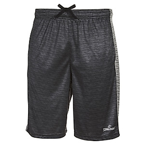 Spalding Mens Active Performance Athletic Workout Shorts Gym Clothes Shorts with 10 Inch Inseam, Black/Concrete (S912538), Medium