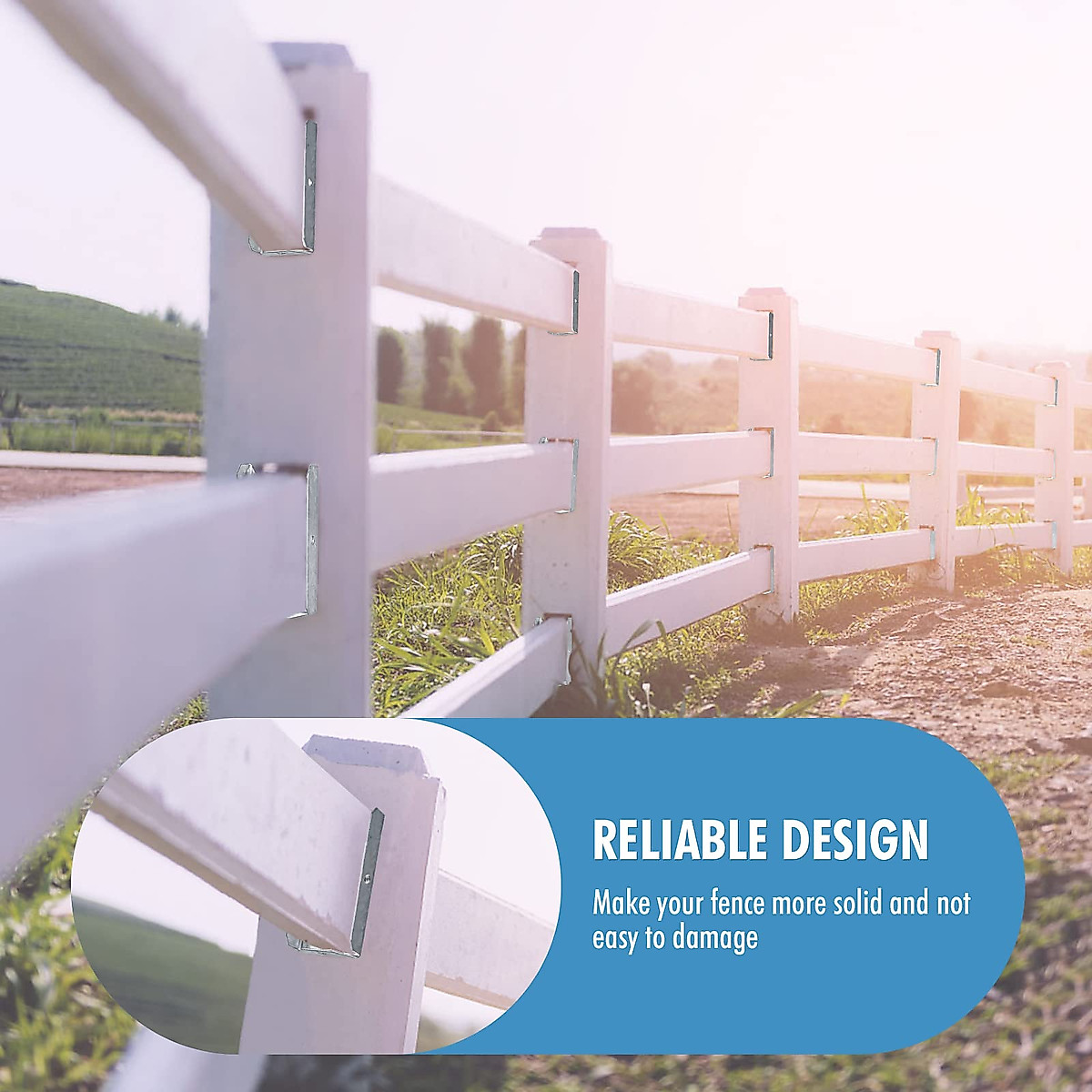 LukLoy 10 Pack 2x4 Brackets for Wood Rail, Fence Brackets Repair Kit Galvanized, Deck Railing Bracket Connectors for 2"×4"(Actually 1.5"x3.5") Wood Post, Includes 70PCS 304 Stainless Steel Screws