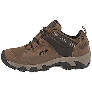 KEEN Men's Steens Low Height Waterproof Hiking Shoes, Brindle/Dark Olive, 12