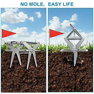 2 Pack Mole Trap, Mole Traps That Kill Best,Mole Killer Easy to Set, Mole Traps for Lawns,Mole Traps Scissor Metal Gopher Trap Large (Silver)