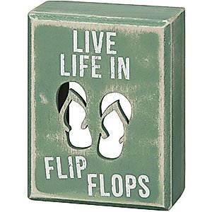 Primitives by Kathy 21005 Beach House Décor Box Sign, 3 x 4-Inches, Flip Flops