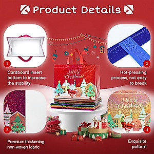 cabzymx 8 Pcs Multicolor Christmas Gift Bags with Bases, Large Reusable Non-woven Bags for Gifts with 8 Colors, 12.6 x 6.7 x 9.8 In Holiday Gift Bags for Xmas Party, Gifts Wrapping
