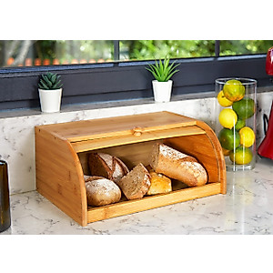RoyalHouse Premium Bamboo Bread Box, Bread Storage And Organizer, Organizer For Kitchen Countertop, Assembly Required