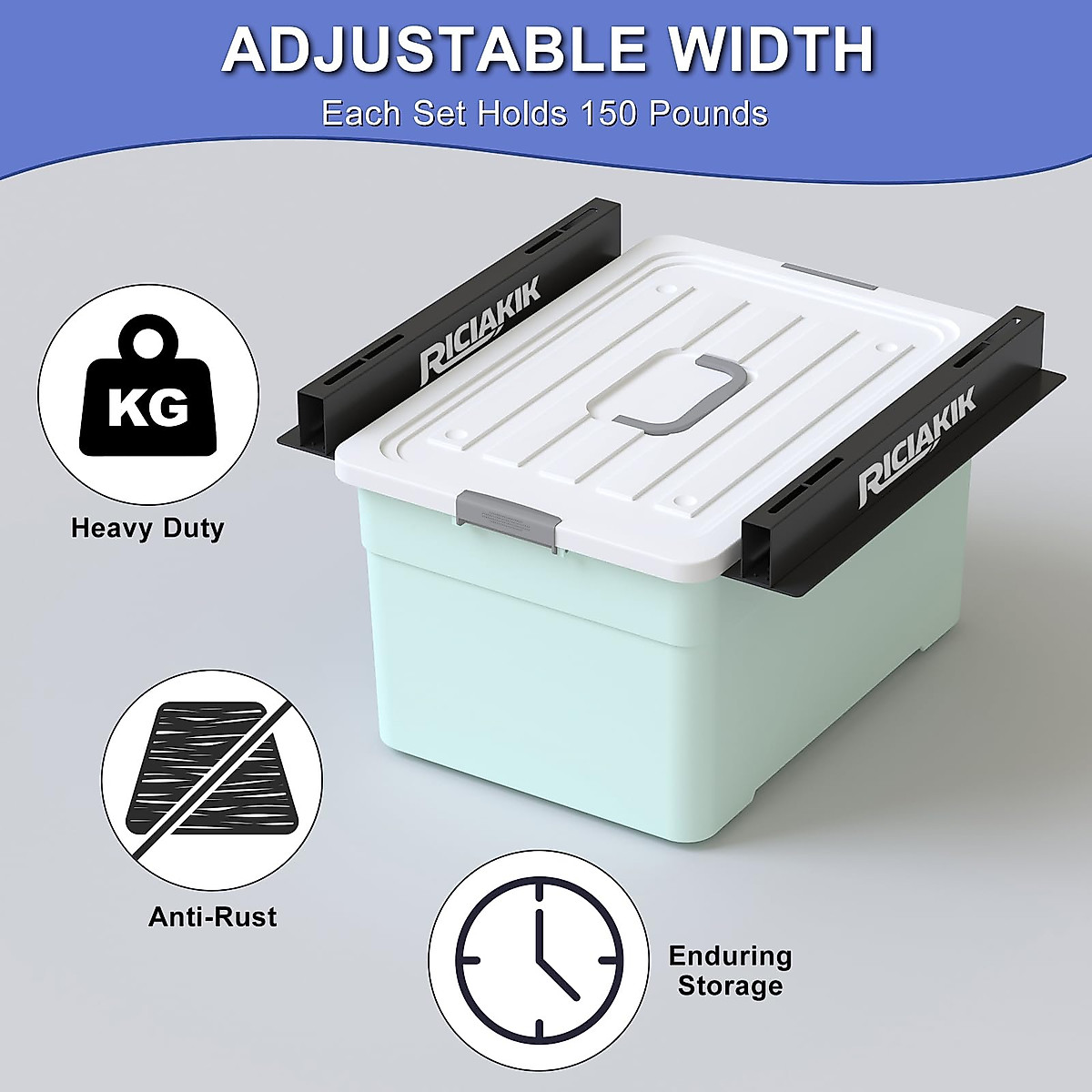 Overhead Garage Storage Rack, Ceiling Racks for Utility Bins, Heavy Duty Ceiling Storage Racks, Storage Bins Organization Ceiling Rack Storage Rails System (5 Pack for 4 Bins, Bins are Not Included)