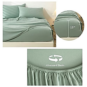 Luxury Soft King Size Sheet Set - Breathable & Cooling Sheets - Hotel Quality Bed Sheets King - Extra Soft - Deep Pockets 15 Inch - Easy Fit - 4 Piece Set - Wrinkle Free King Sheets,Sage Green