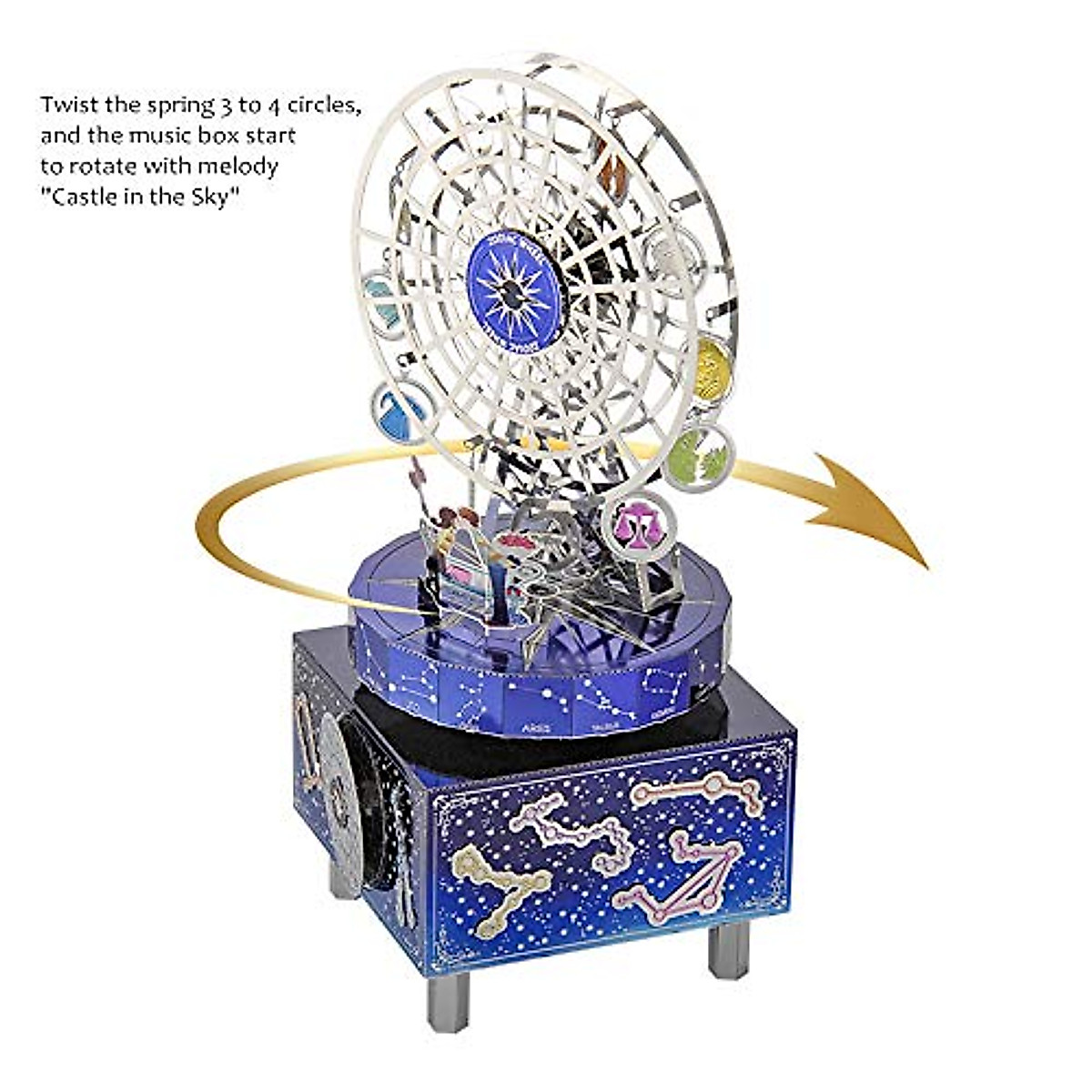 Microworld 3D Metal Puzzle, Music Box Zodiac Ferris Wheel Metal Model Kits, DIY 3D Puzzle Art Craft Gift Toy for Teen (Castle in The Sky)