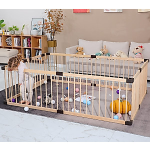 Baby Playpen,Playpen for Babies and Toddlers, Wooden Baby Playpen,79x71, Baby Play Pen,Baby Play Fence,Baby Play Yards,Baby Activity Center (180x200CM)