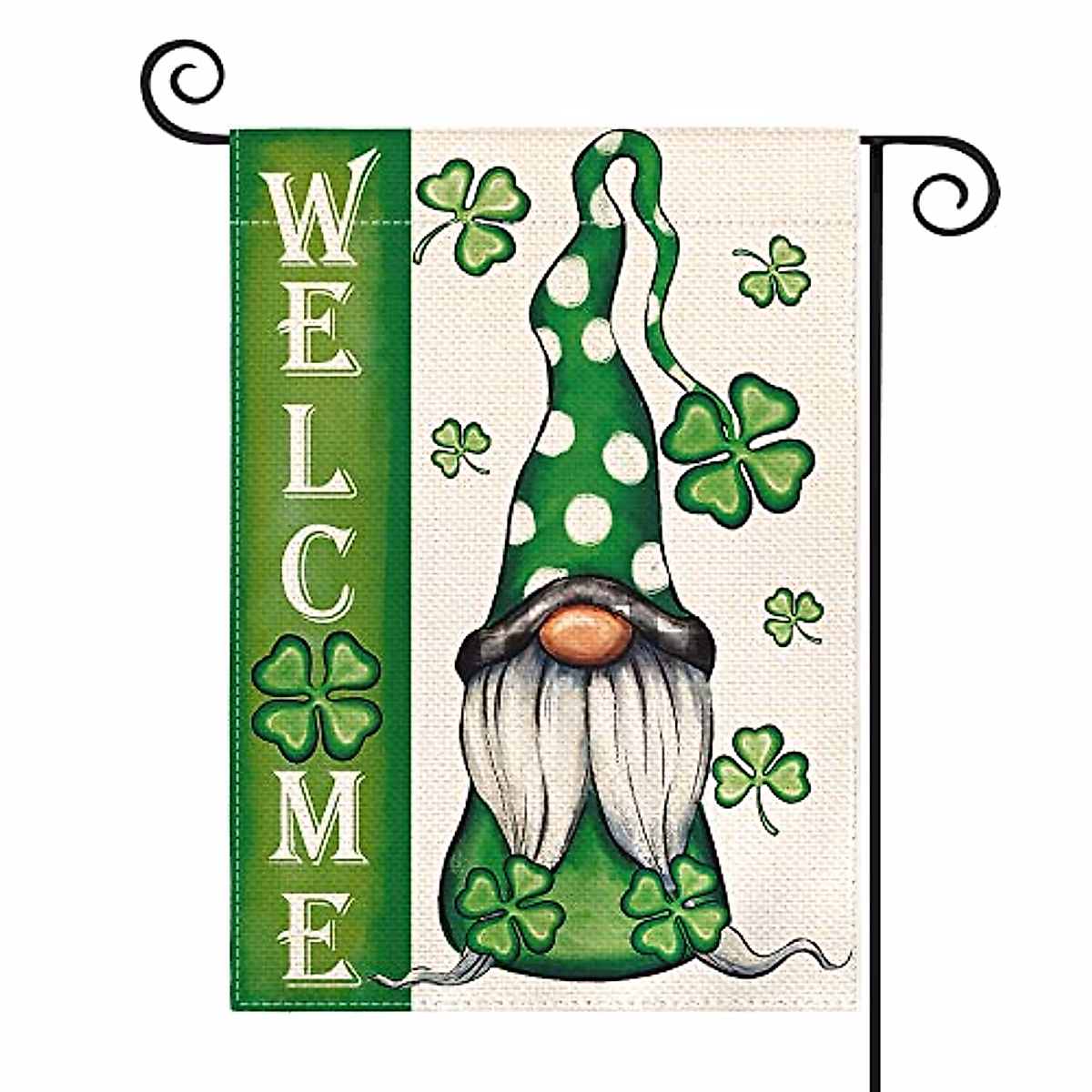 AVOIN colorlife Welcome St Patricks Day Garden Flag 12x18 Inch Double Sided, Leprechaun Gnome Shamrock Lucky Clover Holiday Yard Outdoor Flag