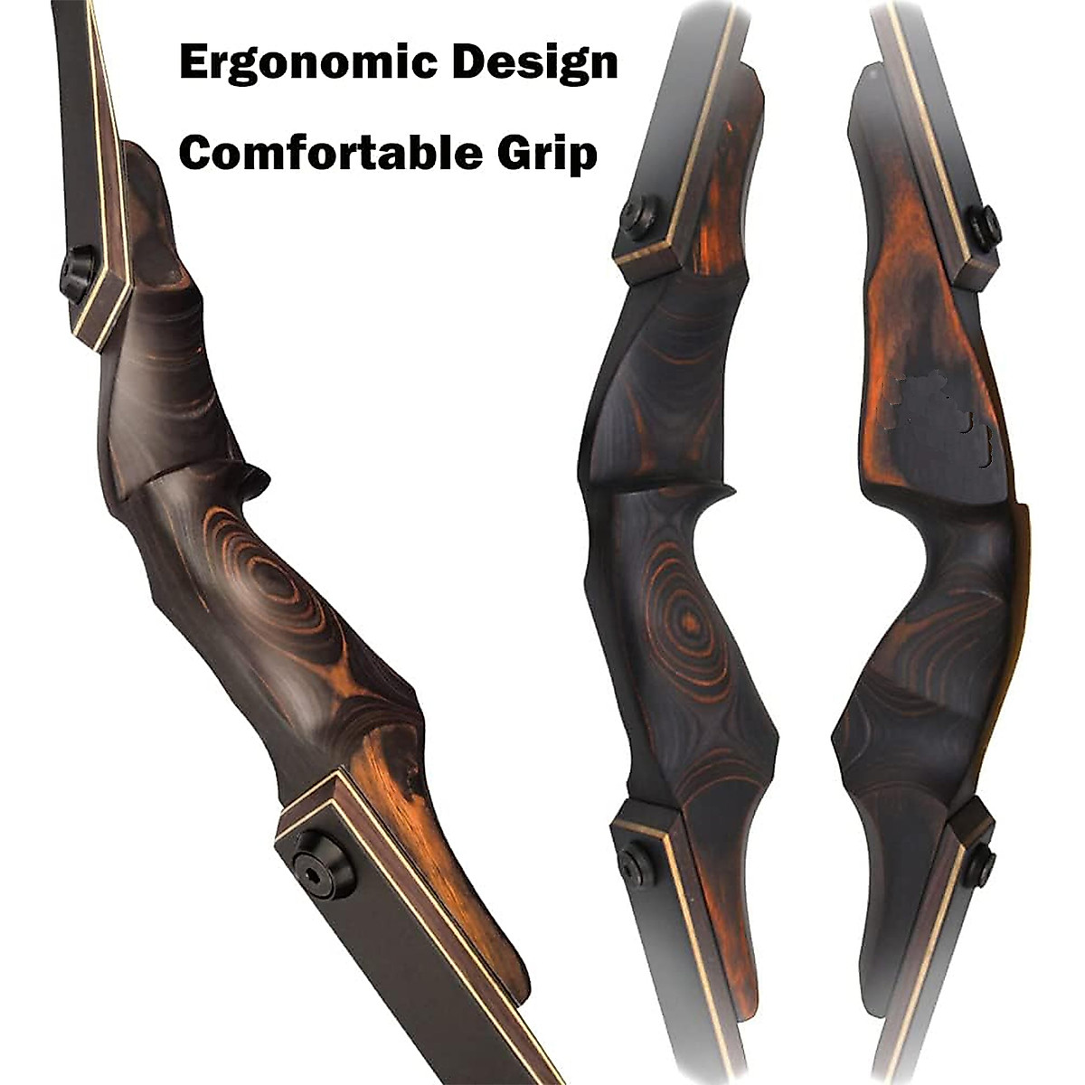 ZSHJGJR Archery 60 Inch Black Hunter Original Recurve Bow and Arrow Set for Adults American Hunting Longbow Archery Bow 25-60lbs Right Handed for Archery Hunting Target Shooting (30lbs, Bow Set)