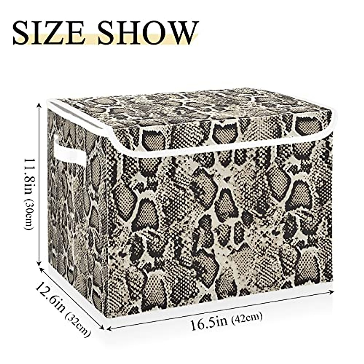 senya Large Storage Bins with Lids Large Closet Storage Bins Snake Skin Print, Foldable Fabric Storage Boxes with Handle for Home Bedroom Office(228vb9c1)