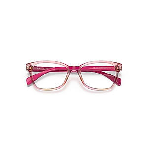 Ray-Ban Junior Girls' RY1591 Square Prescription Eyeglass Frames, Fuchsia Striped Multicolor/Demo Lens, 46 mm