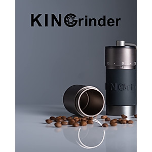 KINGrinder K 4 Iron Grey Manual Hand Coffee Grinder 240 Adjustable Grind Settings for French Press, Drip Coffee, Espresso with Assembly Consistency Coated Conical Burr Mill, 35g Capacity