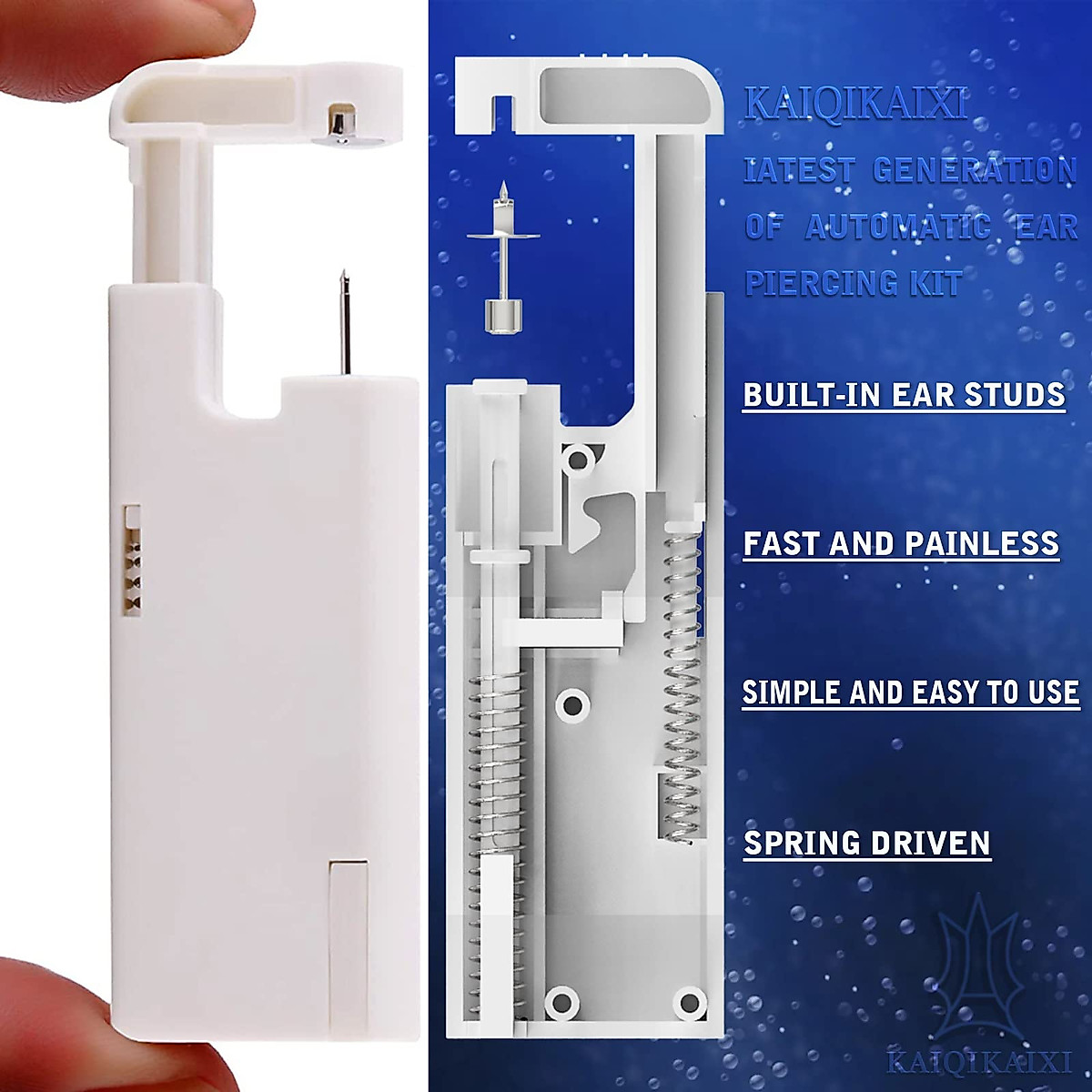 2Pcs Ear Piercing Kit Automatic and Painless Ear Nail Gun Disposable Aseptic Household Ear Piercing Gun Portable Ear Piercing Gun Group Ear Piercing Tools With Built-in 4mm Hypoallergenic Ear Studs