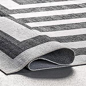 nuLOOM Sharri Modern Striped Machine Washable Area Rug, 4' x 6', Grey