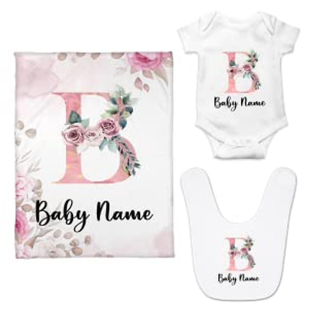 Zocoshi TeeWarrior Personalized Baby Blankets, Custom Baby Blanket - Baby Blanket with Name for Girls, Best Gift for Baby, Newborn Floral Plush Fleece (30x40)