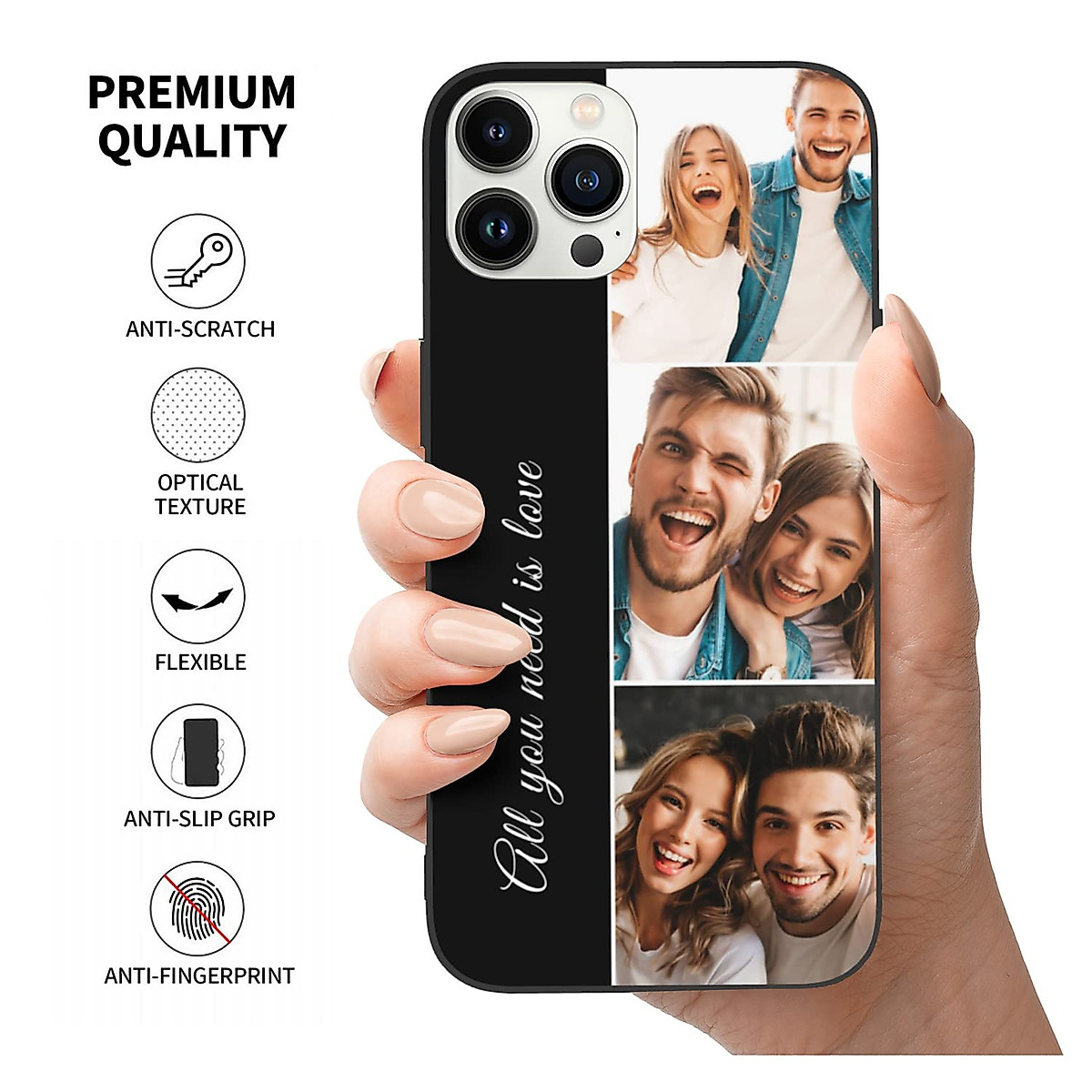 Easycosy Personalized Picture Phone Cases for 16 15 14 13 12 11 Pro/Max/Mini XR X Xs Max Custom Multiple Photo iPhone Case for Friends Family Birthday Gifts Customized Full Protection TPU Cover
