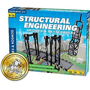 Thames & Kosmos Structural Engineering: Bridges & Skyscrapers | Science & Engineering Kit | Build 20 Models | Learn about Force, Load, Compression, Tension | Parents' Choice Gold Award Winner, Blue