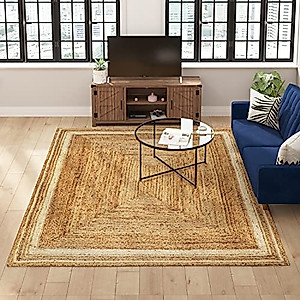 Taylor & Logan Prima Natural Fiber Jute Area Rug 8' x 10' - Braided Indoor Jute Rug - Natural Area Rugs