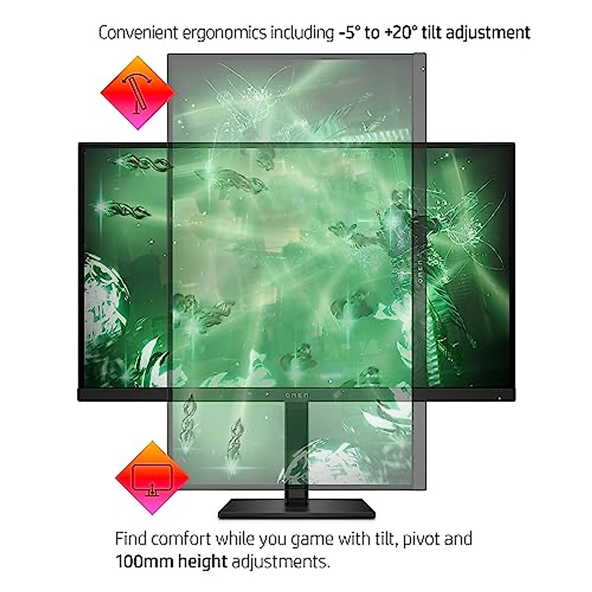 HP OMEN 27q QHD 165Hz Gaming Monitor, QHD Display (2560 x 1440), IPS Panel, 99% sRGB, 95% DCI-P3, 16:9, AMD FreeSync Premium Technology, 27q (2023),Black