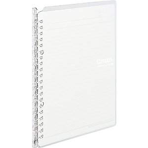 Kokuyo Campus Smart Ring Binder, A5 Transparent Binder Notebook Up to 25 Sheets 20 Holes Slim Binder Folder with 10 Extra Campus Sarasara Loose-Leaf Paper for Work & Study, Japan Import (RU-SP130T)