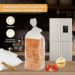 Spmarkt 100packs Plastic Bread Bags with 110 Twist Ties, Food Grade Plastic Bread Bags for Homemade Bread, Clear Bread Loaf Bags for Convenient Baking Storage Solution, Ideal for Home Bakers