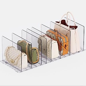 Urban Deco 8PCS Adjustable Clear Shelf Dividers Acrylic Purse Organizer for Closet Acrylic Shelf Dividers Purse Dividers for Closet Suitable for Bedroom, Living Room，Kitchen and Office