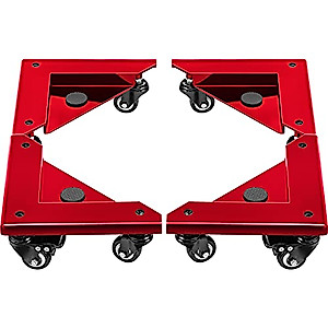 BestEquip Safe Dolly 3 Wheel (1 Locking & 2 Swivel), Corner Mover 1380 Lbs Load Capacity, Cabinet Movers Set of 4 with Fixed Rope, for Lifting and Moving Furniture, Pool Table, Low Profile Safe,Red