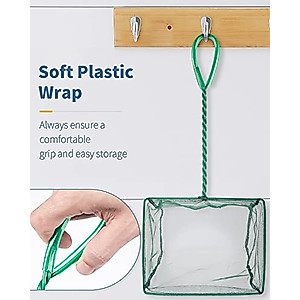 Pawfly 8 Inch Aquarium Fish Net with Braided Metal Handle Square Net with Soft Fine Mesh Sludge Food Residue Wastes Skimming Cleaning Net for Fish Tanks Small Koi Ponds and Pools