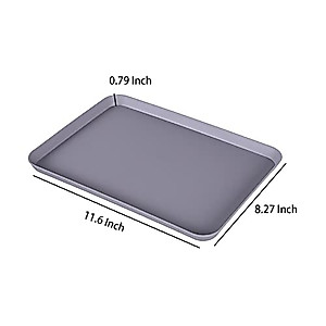 6 Pack 8 x 12 Inch Plastic Trays, Cute Small Pink Grey Blue Trays with 2”Wall, Decorative Food Serving Tray, Rectangular Flat Trays for Couch, Party, Dining, Picnic, Snack, Appetizer, Halyuhn