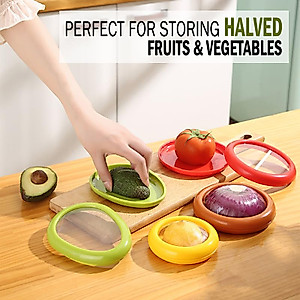 Silicone Food Storage Containers - Avocado Saver, Reusable Vegetable Storage Containers for Refrigerator, Perfect Silicone Containers for Avocados, Lemons, Onions, Tomatoes, Keeps Food Fresh, 4 pack