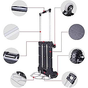 GAOFD Four Wheel Plastic Trolley Moving Delivery Load Heavy Truck Folding Tablet Portable Small Car Car Supplies/Black/Large