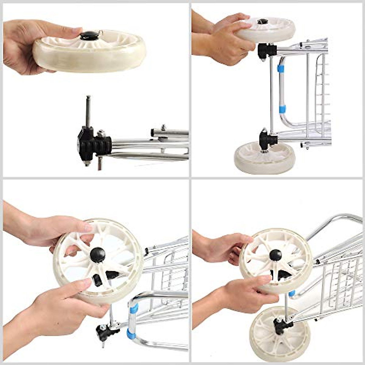 Lucky Tree Folding Shopping Cart with 2 Wheels Compact Superlight Aluminum Grocery Dolly Collapsible Utility Cart