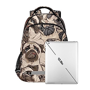 ALAZA French Bulldog Pugs Dogs Animal Backpack for Students Boys Girls Travel Daypack
