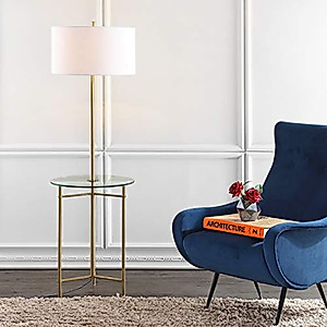 JONATHAN Y JYL3059A Charles 59" Metal/Glass LED Side Table and Floor Lamp Contemporary,Transitional for Bedrooms, Living Room, Office, Reading, Brass