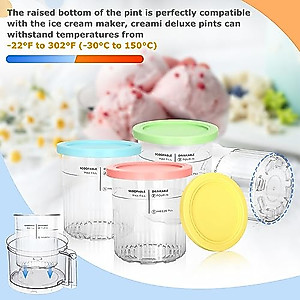 For Ninja Creami Deluxe Pints- 4 Pack, NC500 NC501 Ice Cream Pint fit for Ninja Delux Ice Cream Maker, For Ninja Creami Deluxe Containers Hold 24 Ounces of Food, Dishwasher Safe