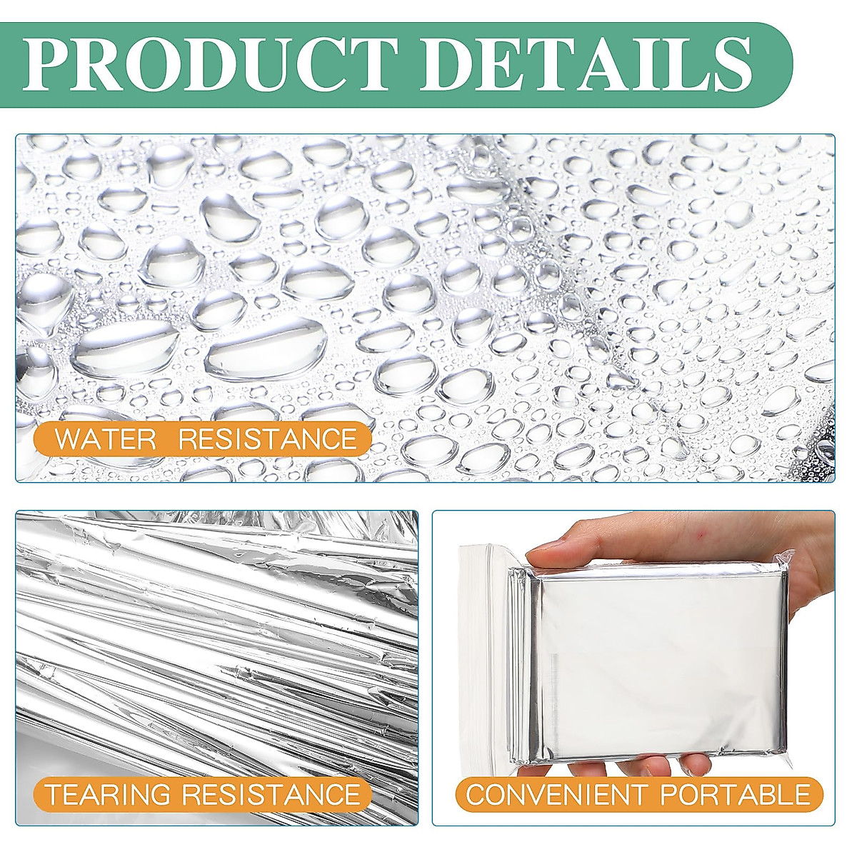 Macarrie 75 Pack Emergency Foil Thermal Blankets Silver Foil Survival Blanket Space Blanket Survival Kit for Outdoors, Camping, Hiking, Homeless, Survival or First Aid, Silver