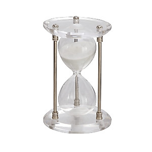 Deco 79 The Novogratz Metal Hourglass Sand Timer with Acrylic Base, 4" x 4" x 6", Silver