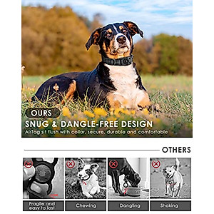 KATUMO AirTag Dog Collar, Reflective Dog Collar for Apple AirTag, Adjustable Soft Nylon Pet Collars with AirTag Holder for Medium Dogs (M, Black)