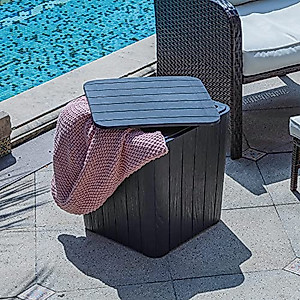 YITAHOME 100 Gallon Large Resin Deck Box Outdoor Storage (Black) & 11.5 Gallon Outdoor Side Table with Storage Small End Table for Coffee, Patio Decor,Cushions(Black)