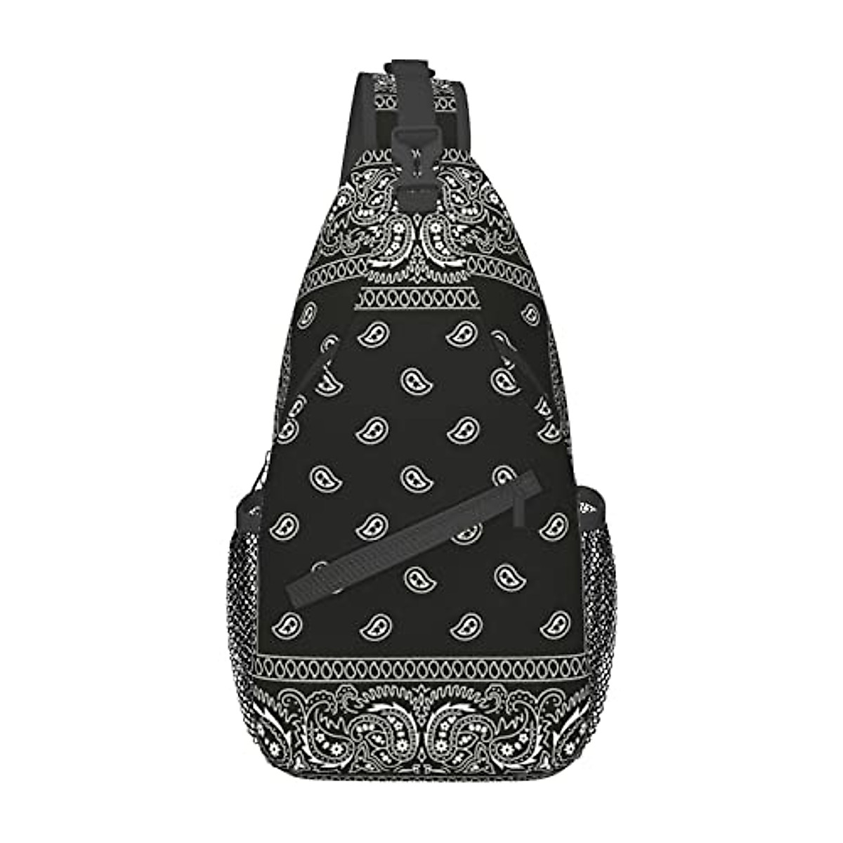 Bandana Black Paisley Bandana Chest Bag Sling Crossbody Backpack Cycling Traveling Hiking Daypack for Men Women